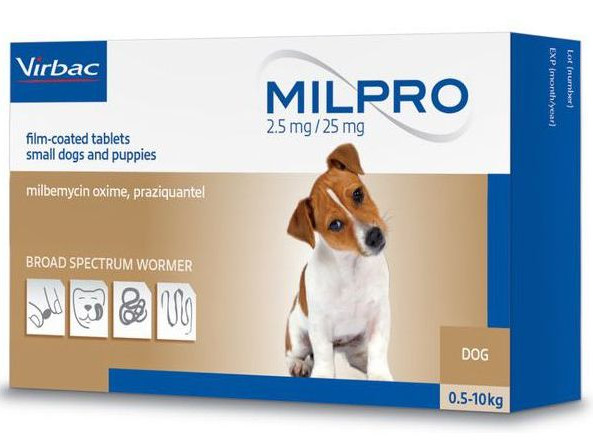МИЛПРО MILPRO таблетки от глистов для собак весом от 0,5 до 10 кг, 4 ...